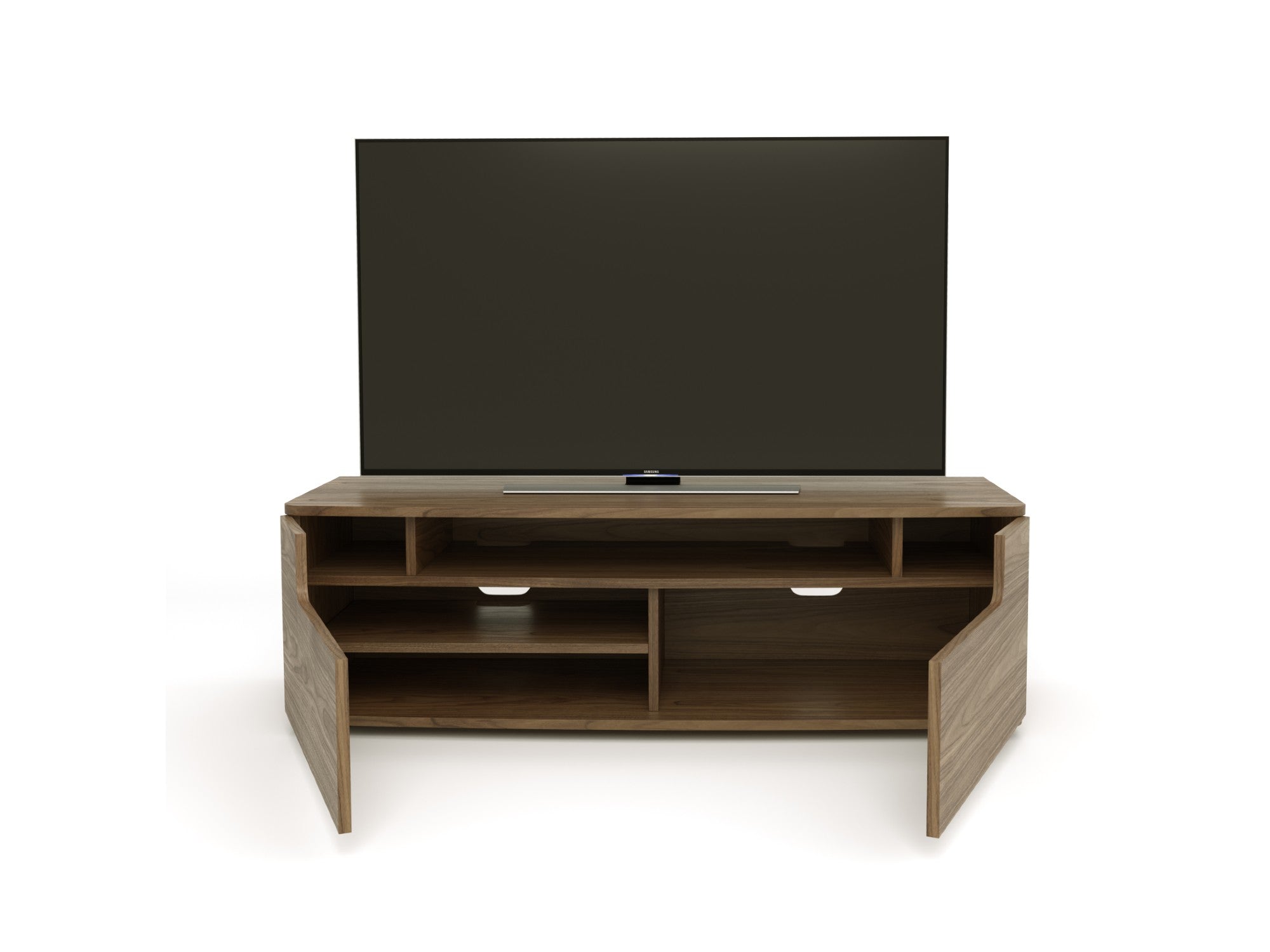 Curve Media Cabinet 140cm with Soundbar Management, Walnut, Clearance ...